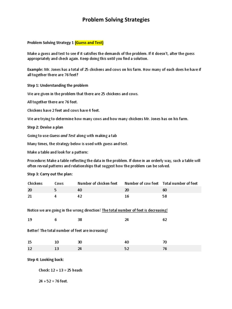 Problem Solving Strategies | PDF | Numbers | Teaching Mathematics