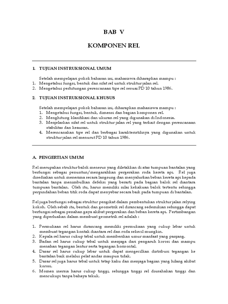 Bab V Komponen Rel | PDF