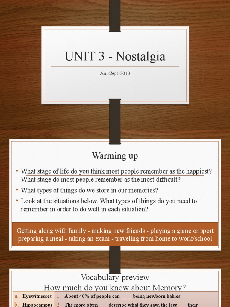 UNIT 3 - Nostalgia: Ani-Sept-2018 | PDF | Memory | Analogy