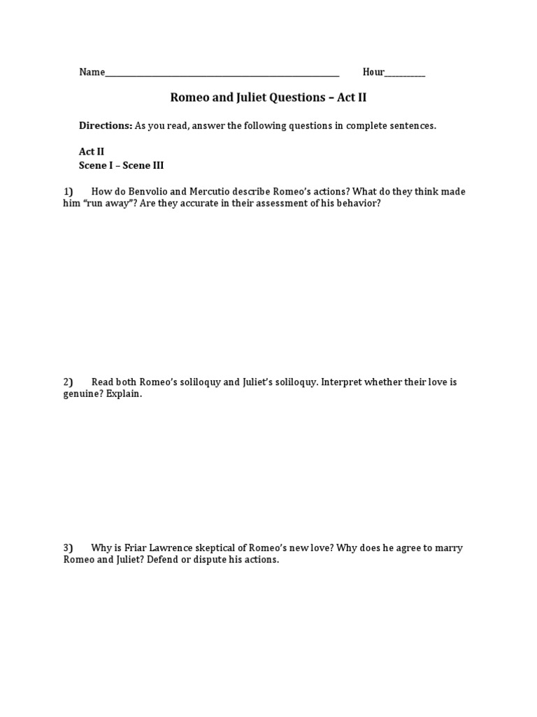 Act II Worksheet | PDF