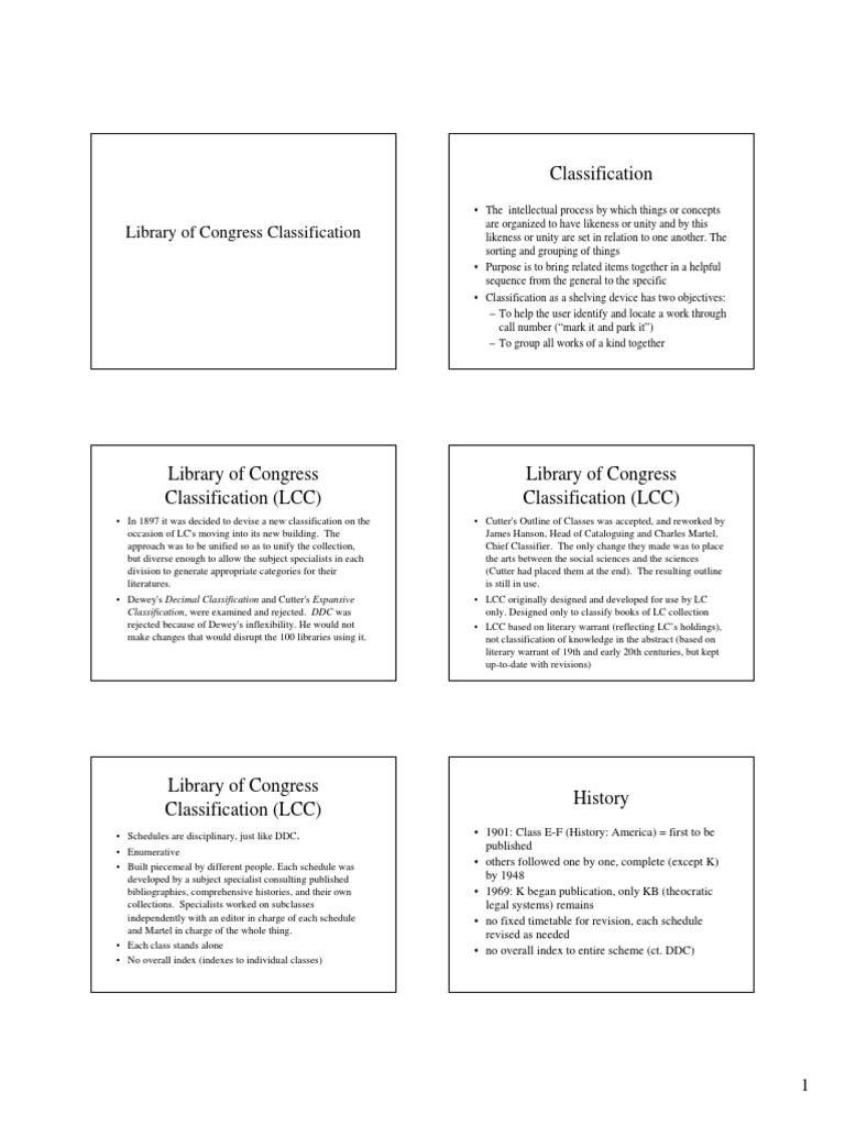 Classification: Library of Congress Classification | PDF | Libraries ...