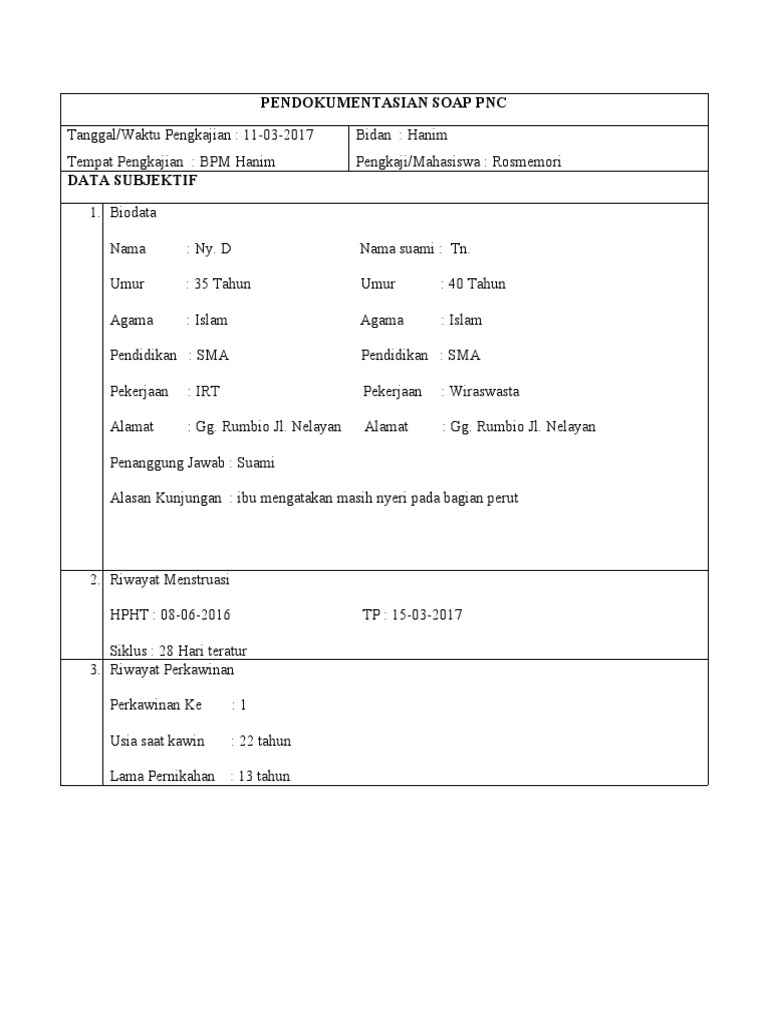 Pendokumentasian Soap PNC | PDF