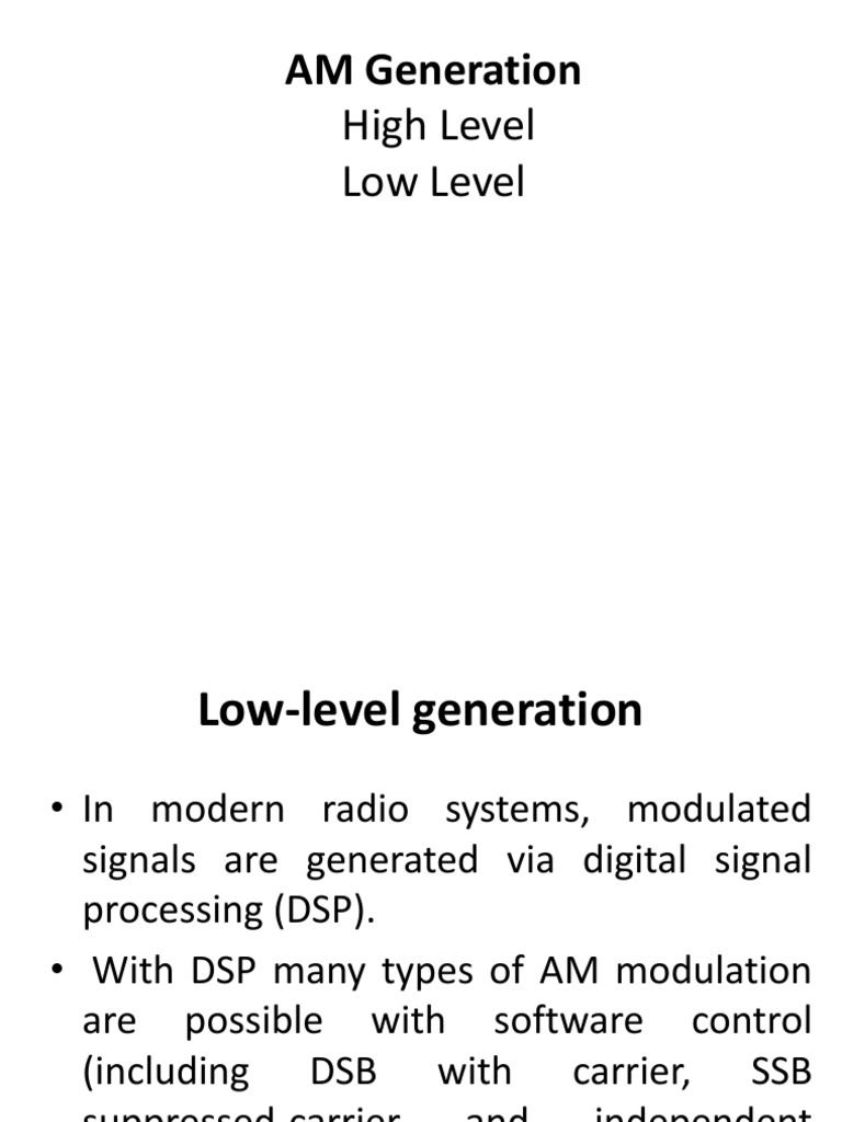 AM Generation: High Level Low Level | PDF | Detector (Radio) | Amplifier