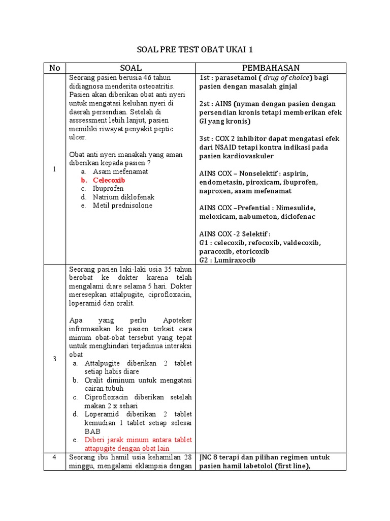 Soal Pre Test Obat dan Terapi Medis | PDF