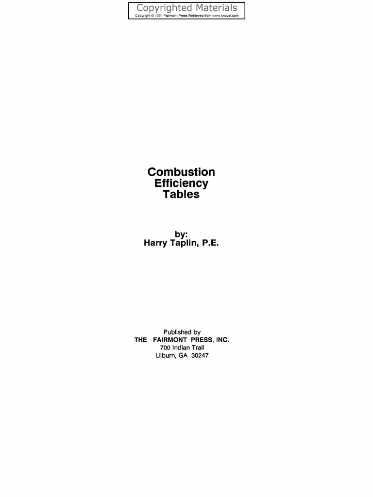 Combustion Efficiency Tables | PDF | Combustion | Boiler