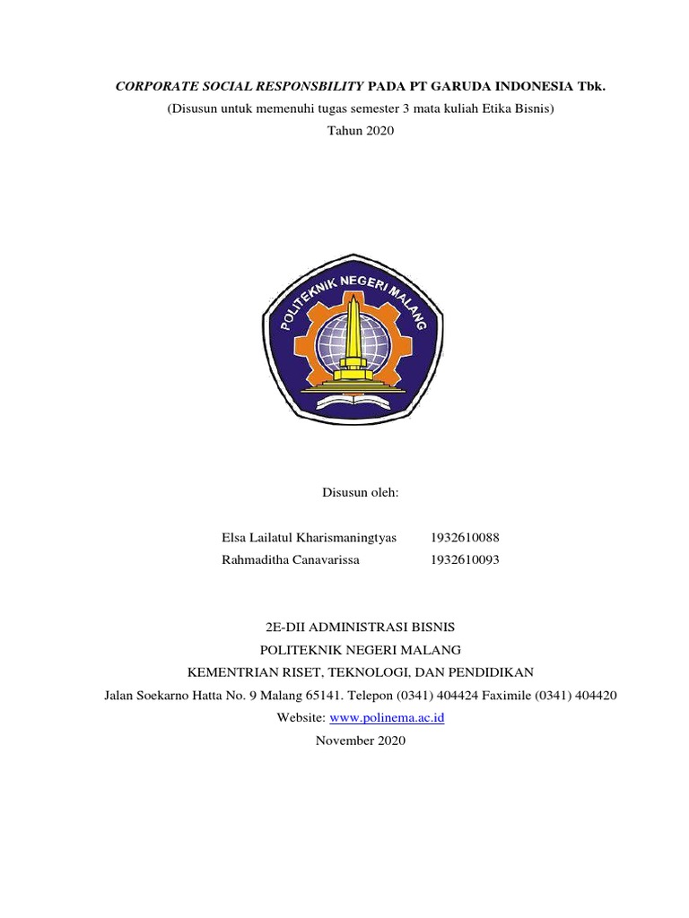 Corporate Social Responsbility Pada PT Garuda Indonesia TBK | PDF ...