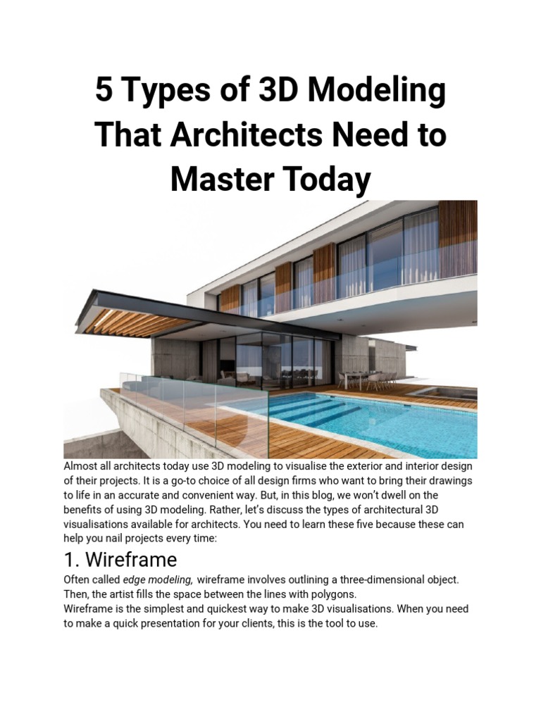 5 Types of 3D Modeling That Architects Need To Master Today | PDF | 3 D ...