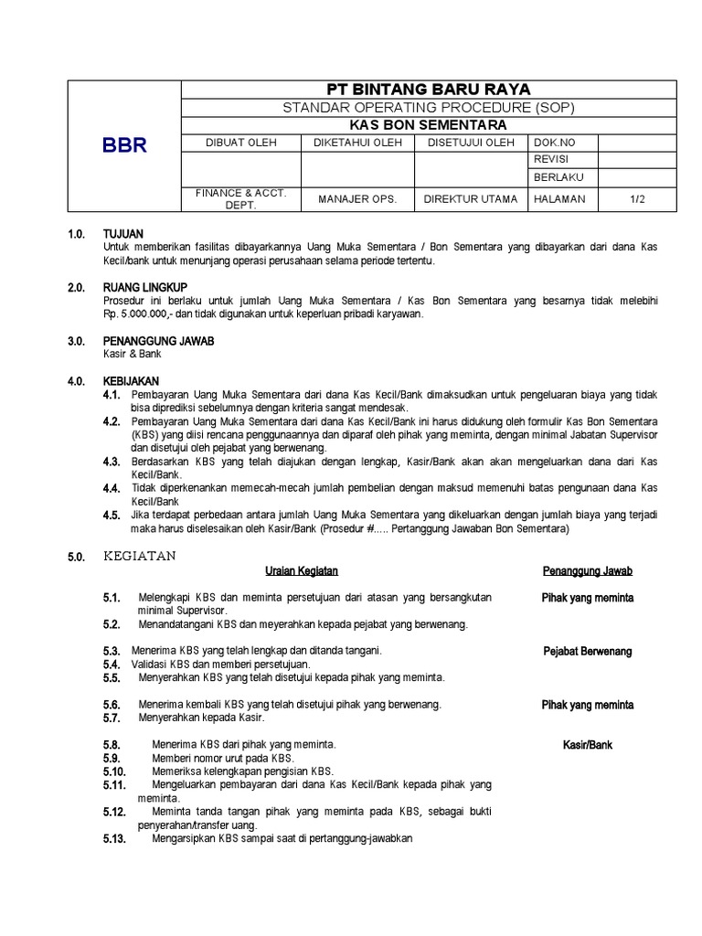 Kas Bon Sementara | PDF