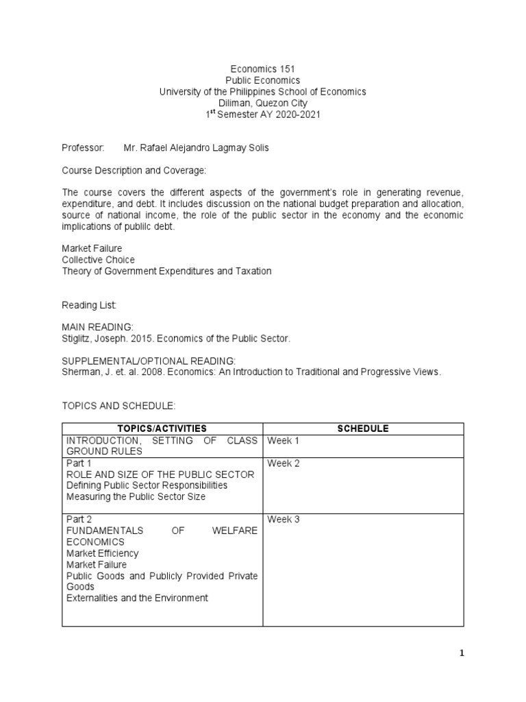 Public Economics Course Overview | PDF | Public Finance | Public Economics