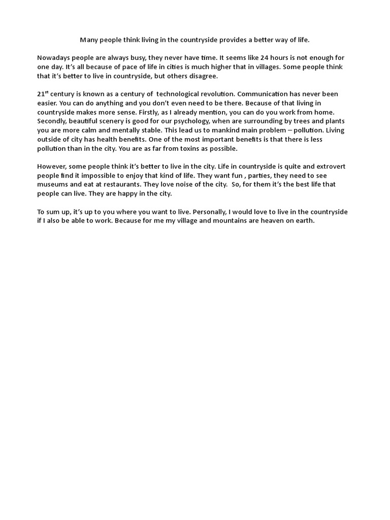 City Vs Countryside | PDF