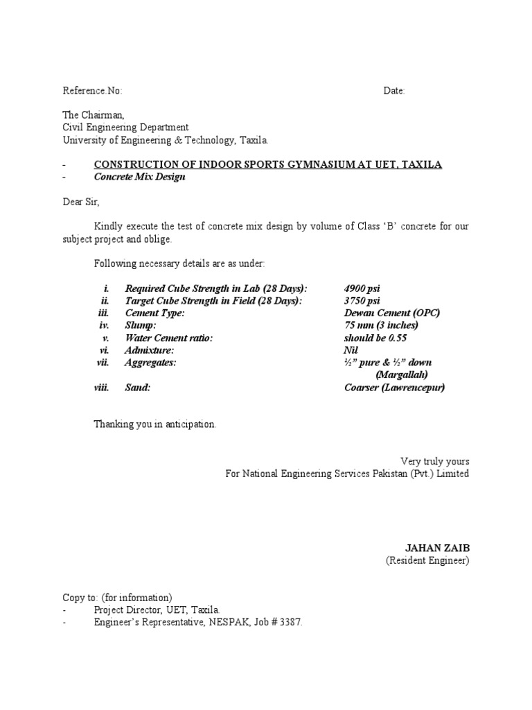Request for Class B Concrete Mix Design | PDF
