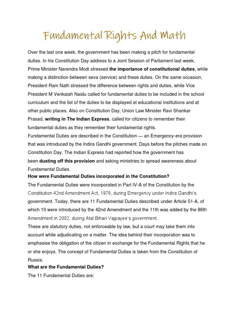 Fundamental Rights and Math (Mathematics) | PDF | Legal Documents ...