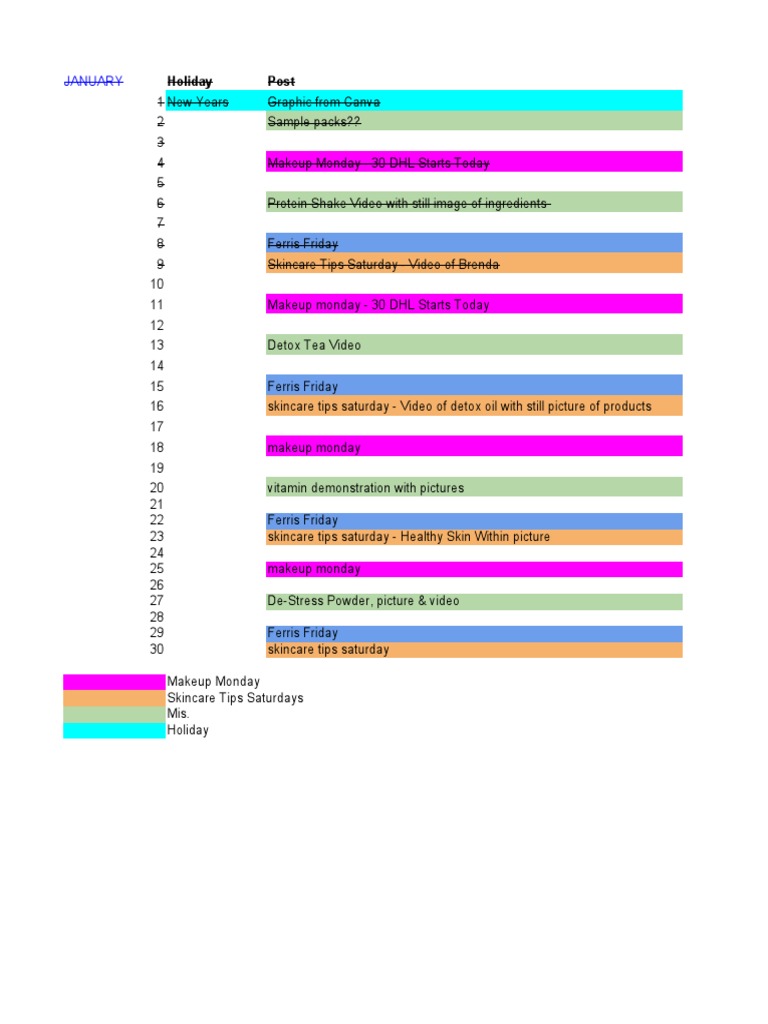 Content Calendar - Brenda Ferris | PDF