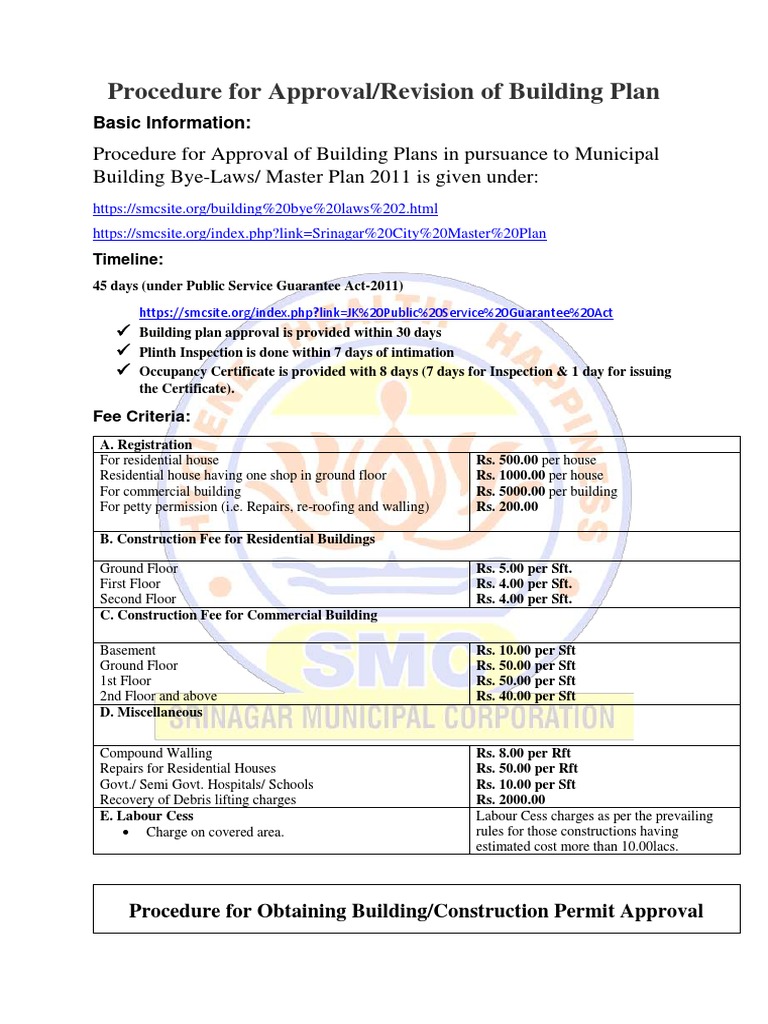 Building Plan Approval Process in SMC | PDF | Fee | Government