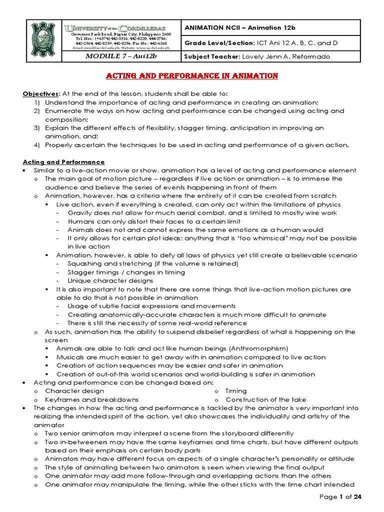 Module 7 - Acting and Performance in Animation | PDF | Attitude ...