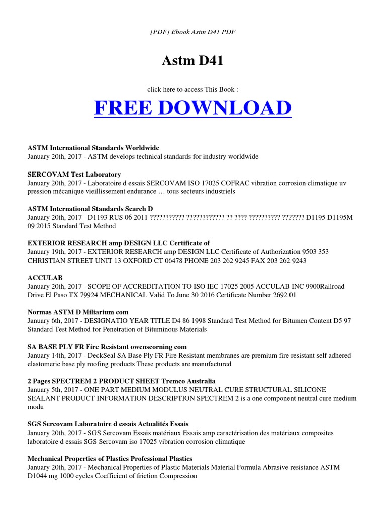 Free Download: Astm D41 | PDF | Materials