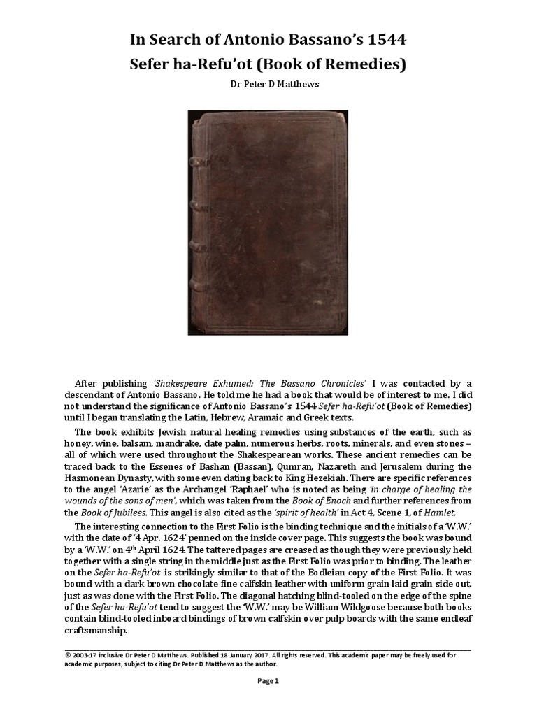 Antonio Bassanos 1544 Sefer Ha Refuot Bo | PDF | Bookbinding | Books