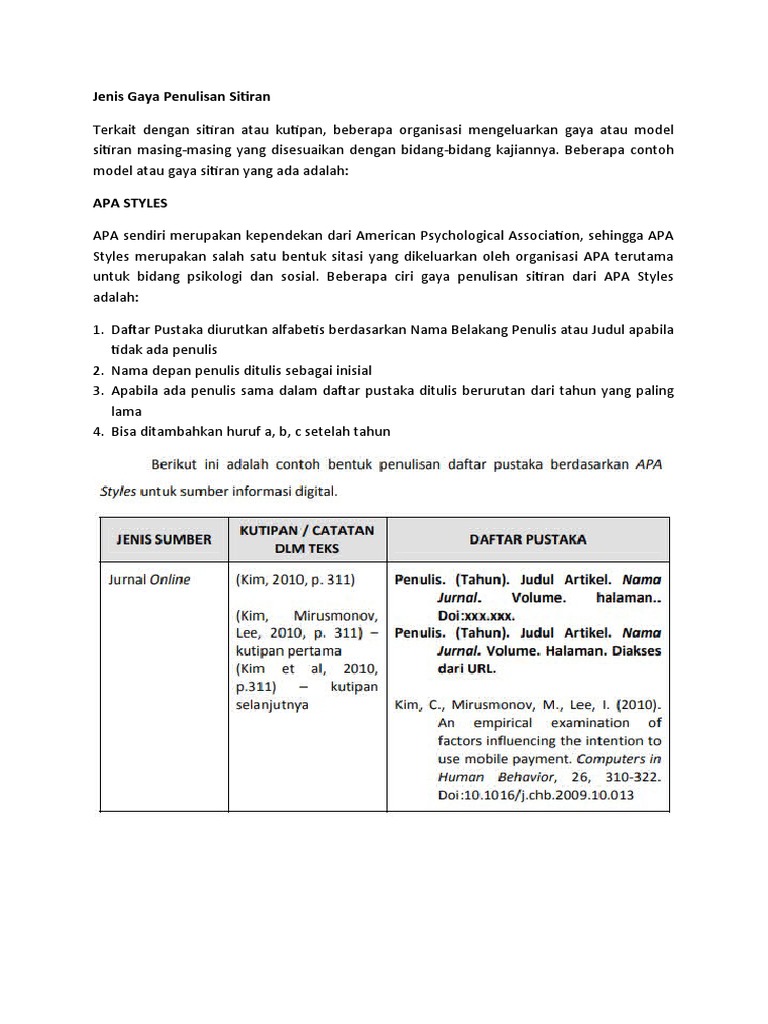 Macam-Macam Penulisan Daftar Pustaka | PDF