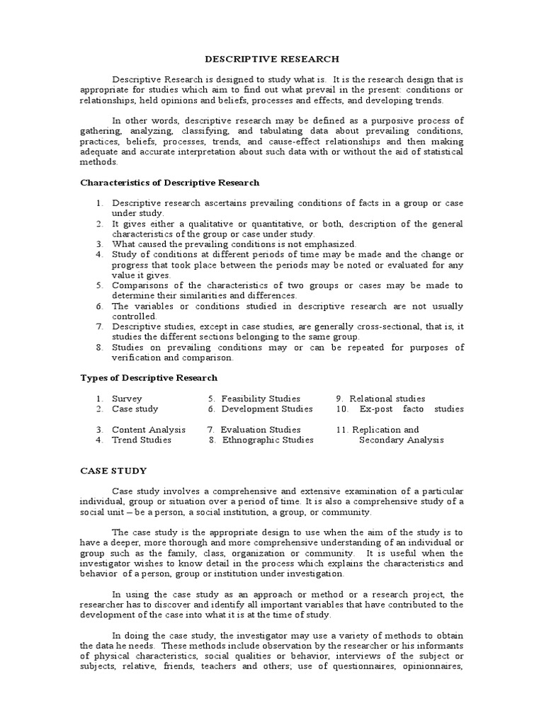 Descriptive Research | PDF | Case Study | Qualitative Research