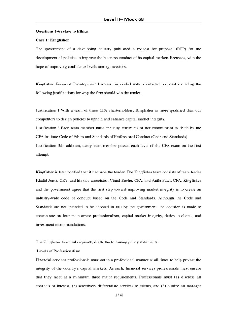 2017 CFA Level 2 Mock Exam Morning | PDF | Errors And Residuals ...