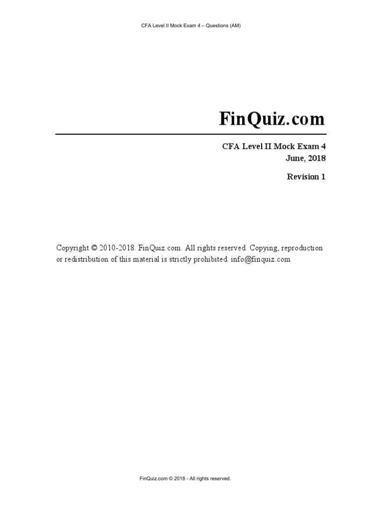 2018 CFA Level 2 Mock Exam Morning | PDF | Time Series | Financial Analyst