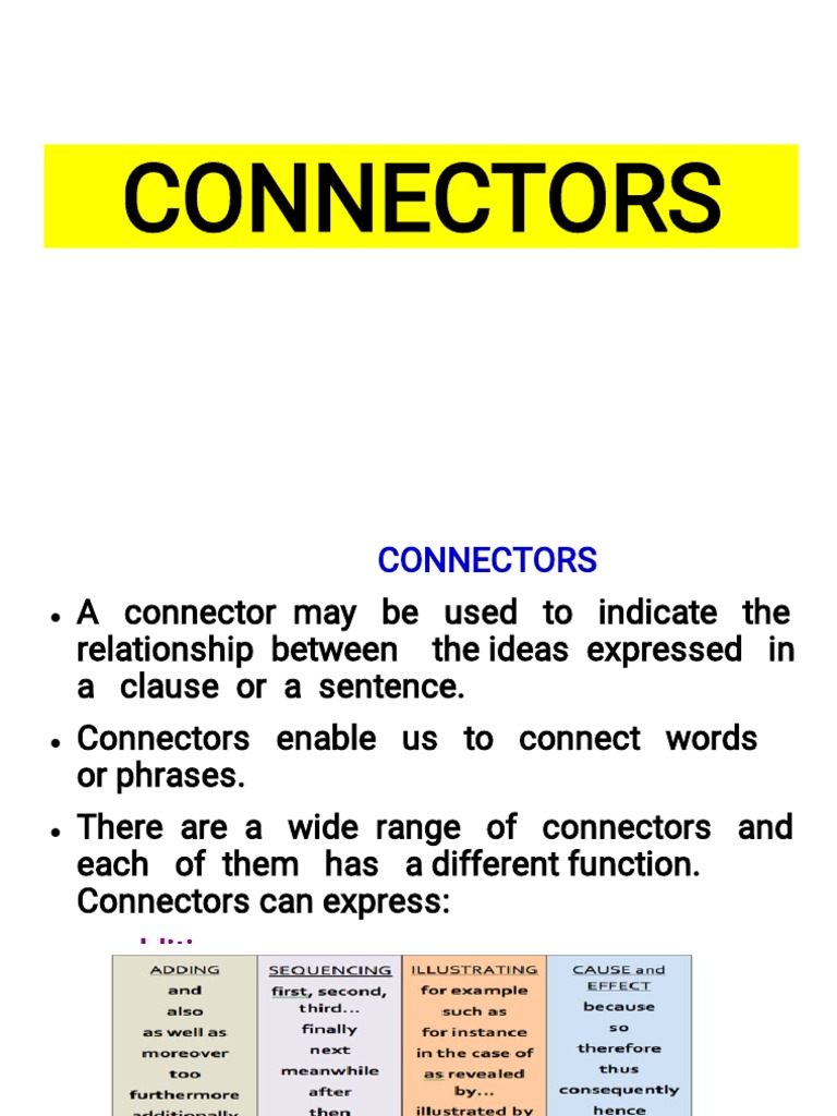 Connectors Definition | PDF | Sentence (Linguistics) | Human Communication