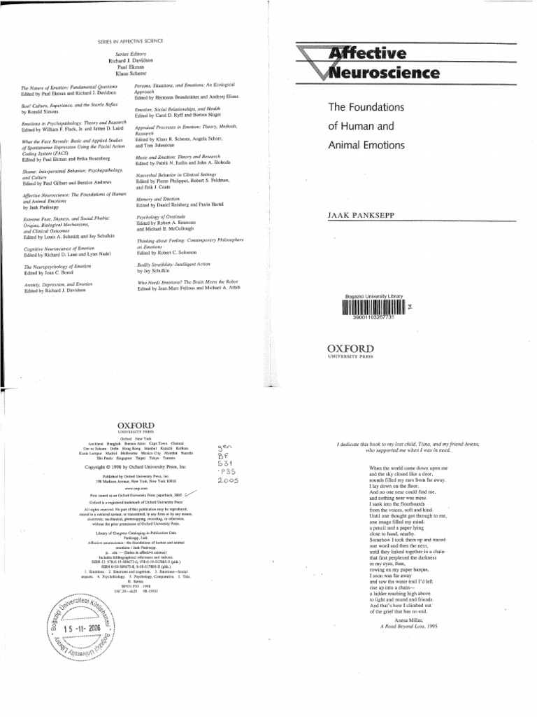 Affective Neuroscience, The Foundations of Human and Animal Emotions by ...