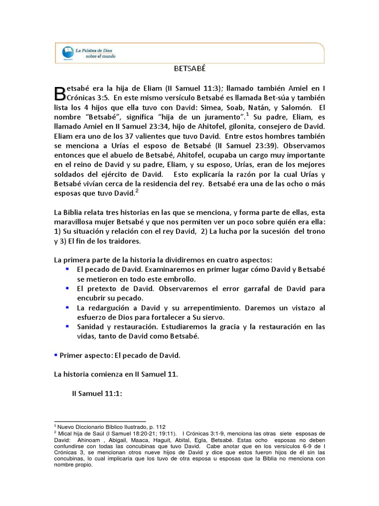 Betsabé | PDF | David | Libros de reyes