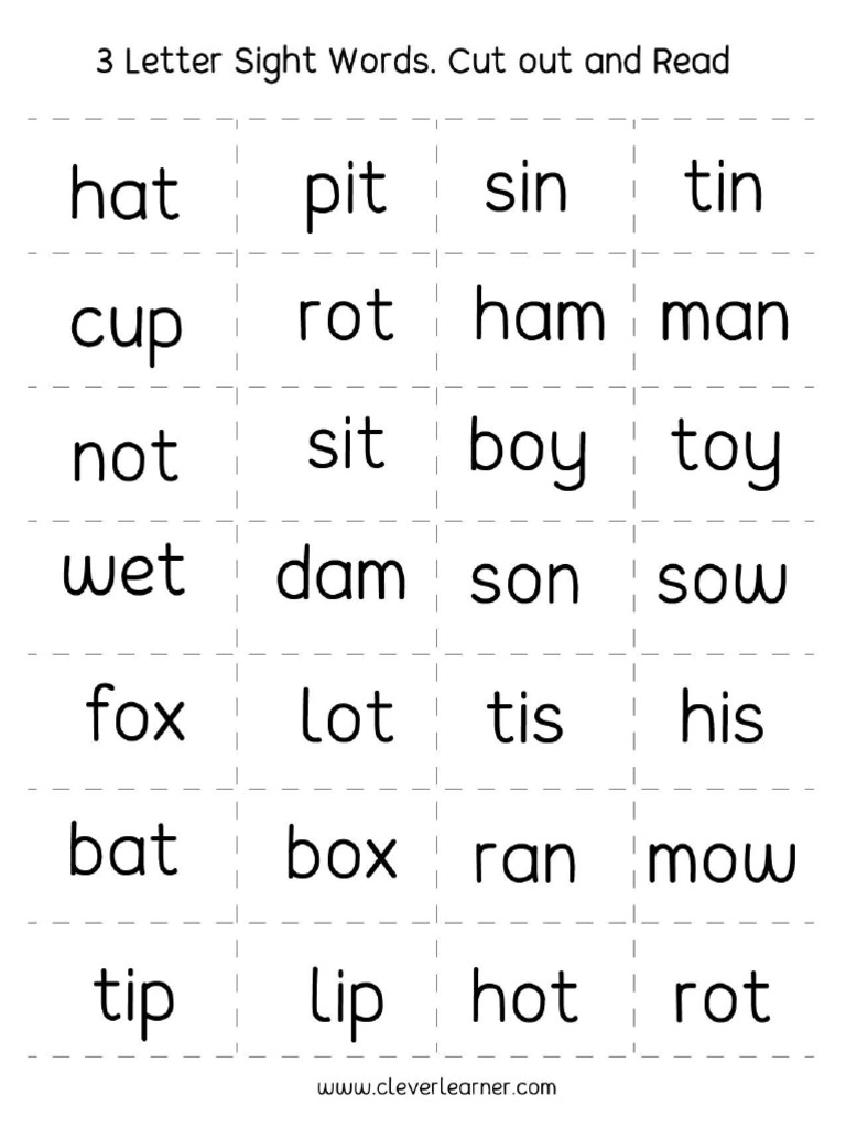 Three Letter Words Preschool Activity Worksheets 01e | PDF