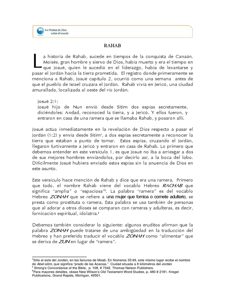 Rahab: Espía y Protectora en Jericó | PDF | Joshua | Biblia