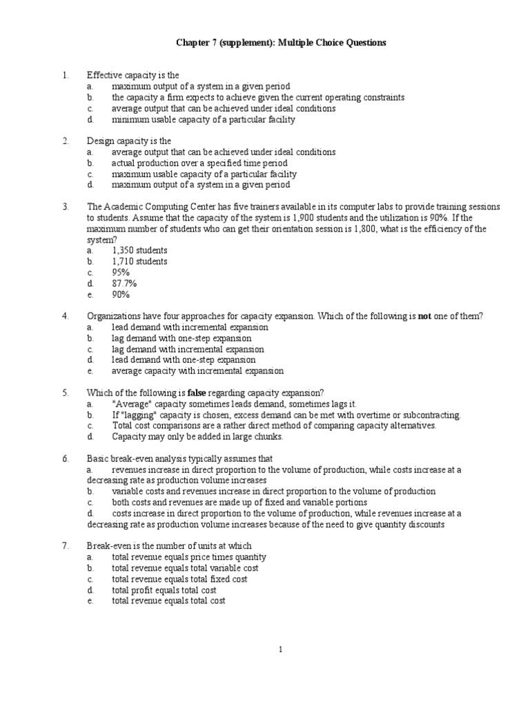 Chap7 Sup MC Questions&Answers | PDF | Business Economics | Economies