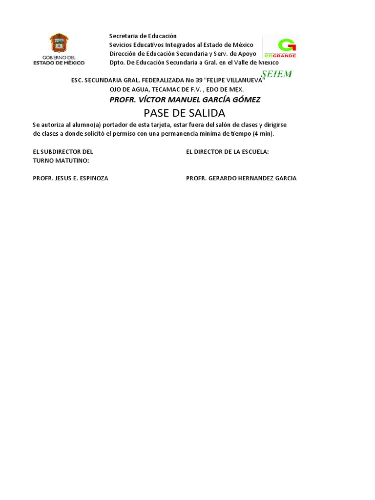 Pase de Salida | PDF