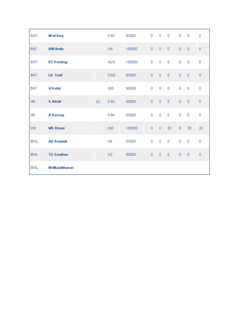 Cricket Player Stats Overview | PDF
