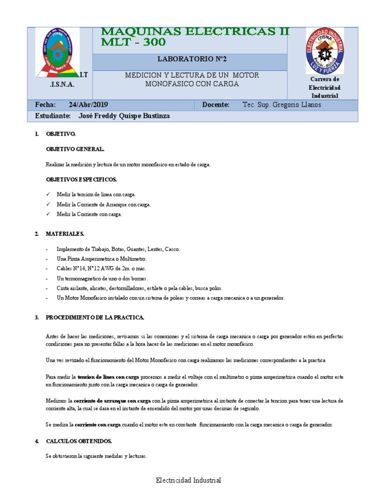 Maquinas Electricas Lab #2 | PDF | Generador eléctrico | Corriente eléctrica