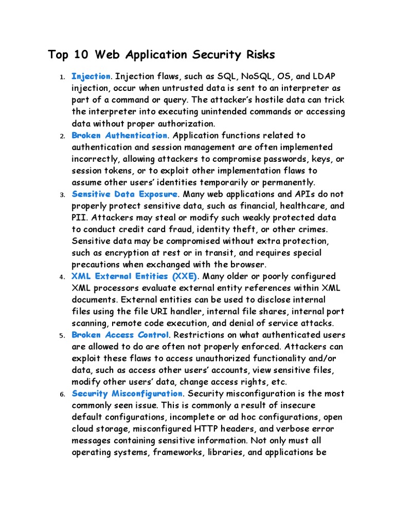 Top 10 Web Application Security Risks | PDF | Computer Networking ...