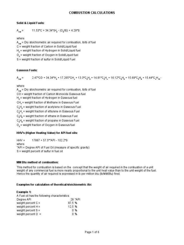 Combustion Calculations: Solid & Liquid Fuels | PDF | Combustion | Fuels