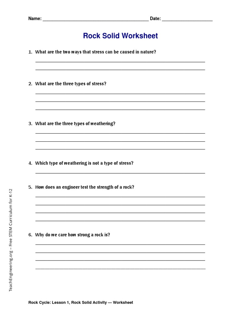 Cub Rock Lesson01 Worksheet | PDF | Materials | Applied And ...