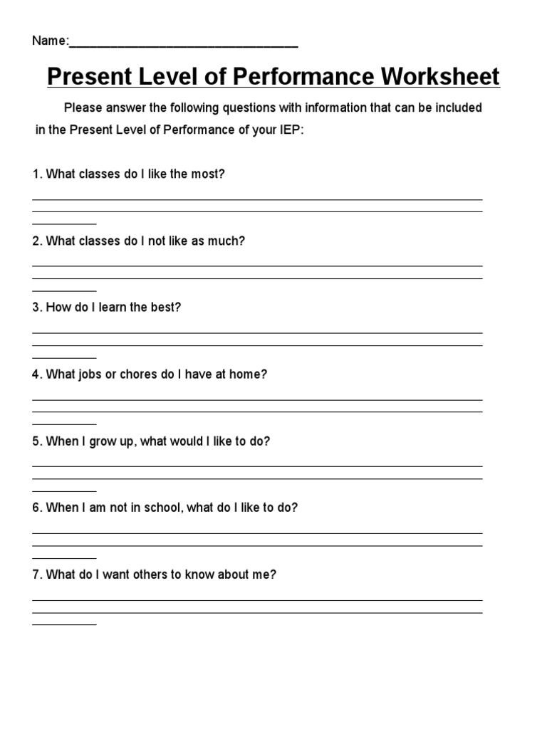 Present Level of Performance | PDF