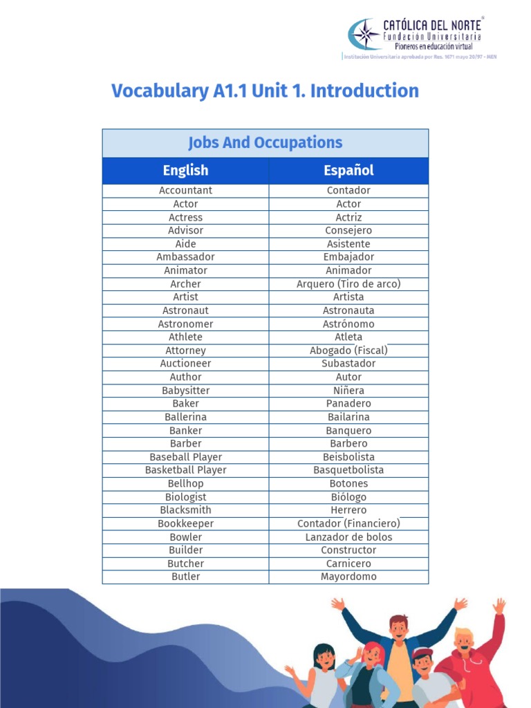 Vocabulary A1.1 Unit 1 Introduction | PDF | Janitorial Service