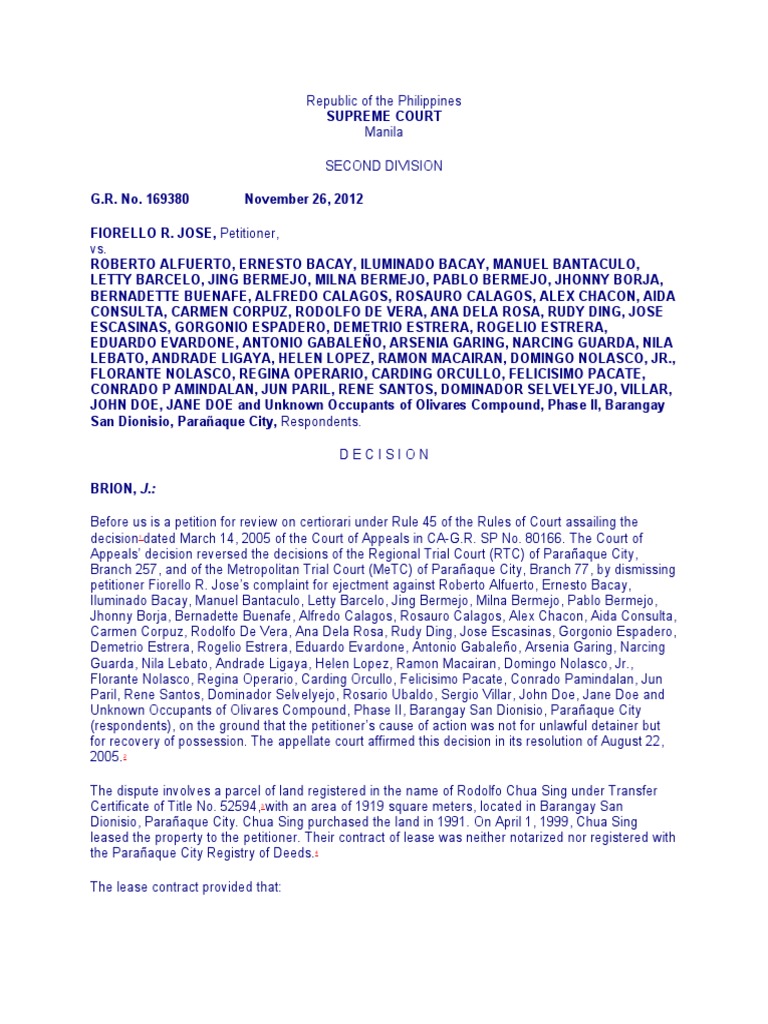 Supreme Court Ejectment Case Review | PDF | Complaint | Lawsuit