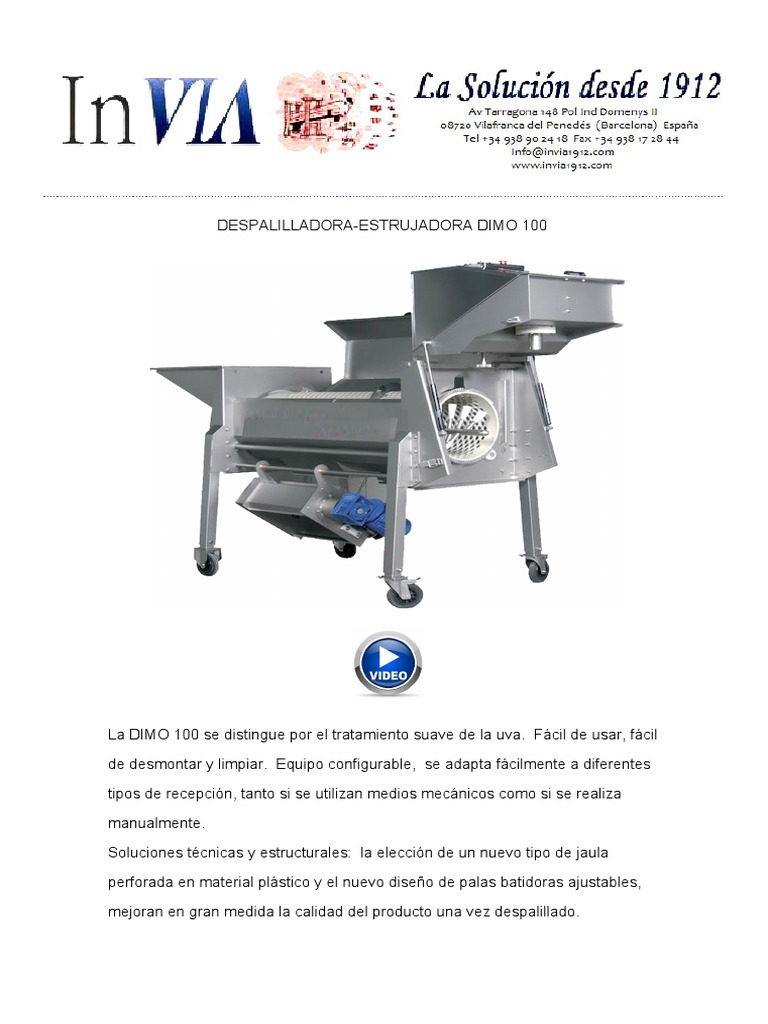 Dimo - 100 Despalilladora-Estrujadora | PDF | Perforar | Naturaleza