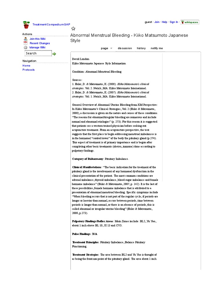 Abnormal Menstrual Bleeding - Kiiko Matsumoto Japanese Style | PDF | Menstruation | Menstrual Cycle