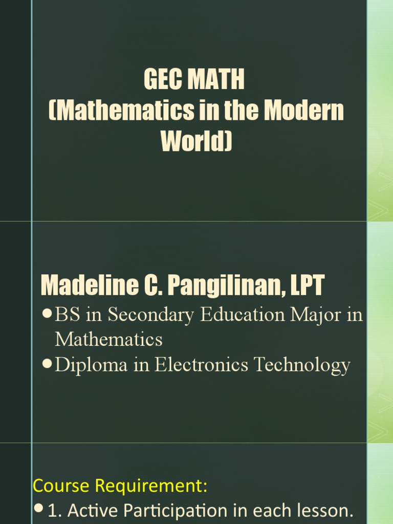 Gec Math (Mathematics in The Modern World) | PDF | Pattern | Teaching ...