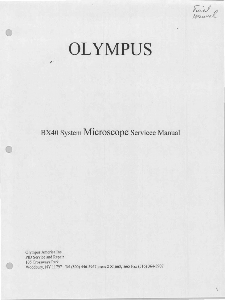 Olympus BX40 Service Manual | PDF | Mirror | Switch