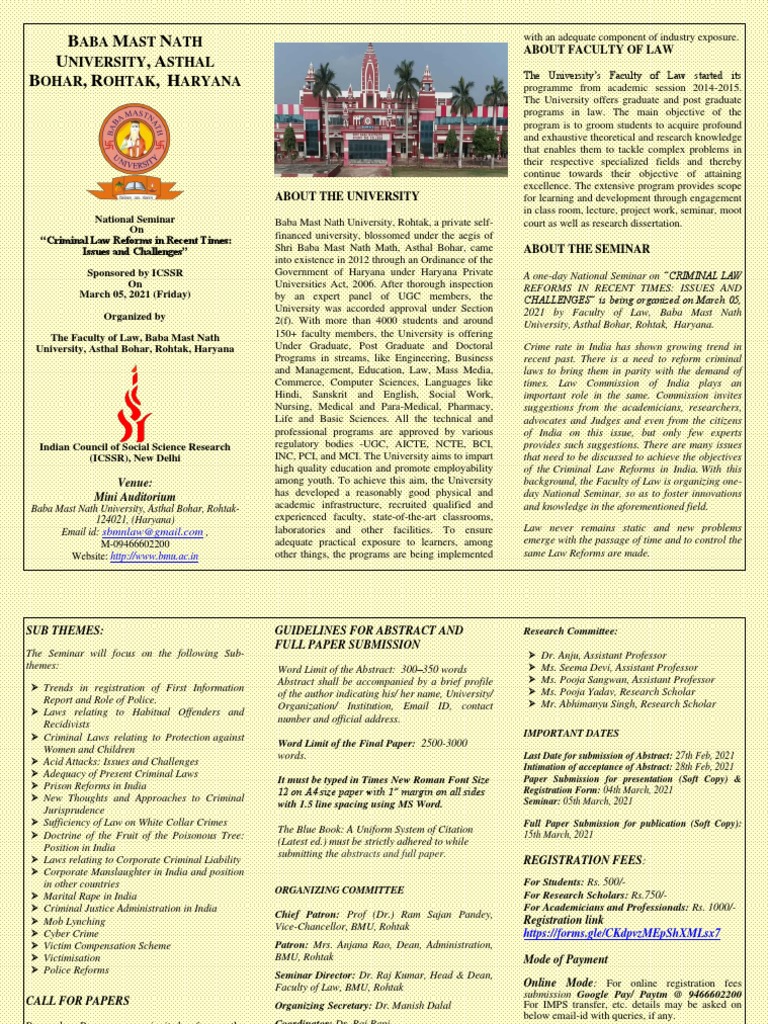 Leaflet Seminar ICSSR-final | PDF | University | Crime & Violence
