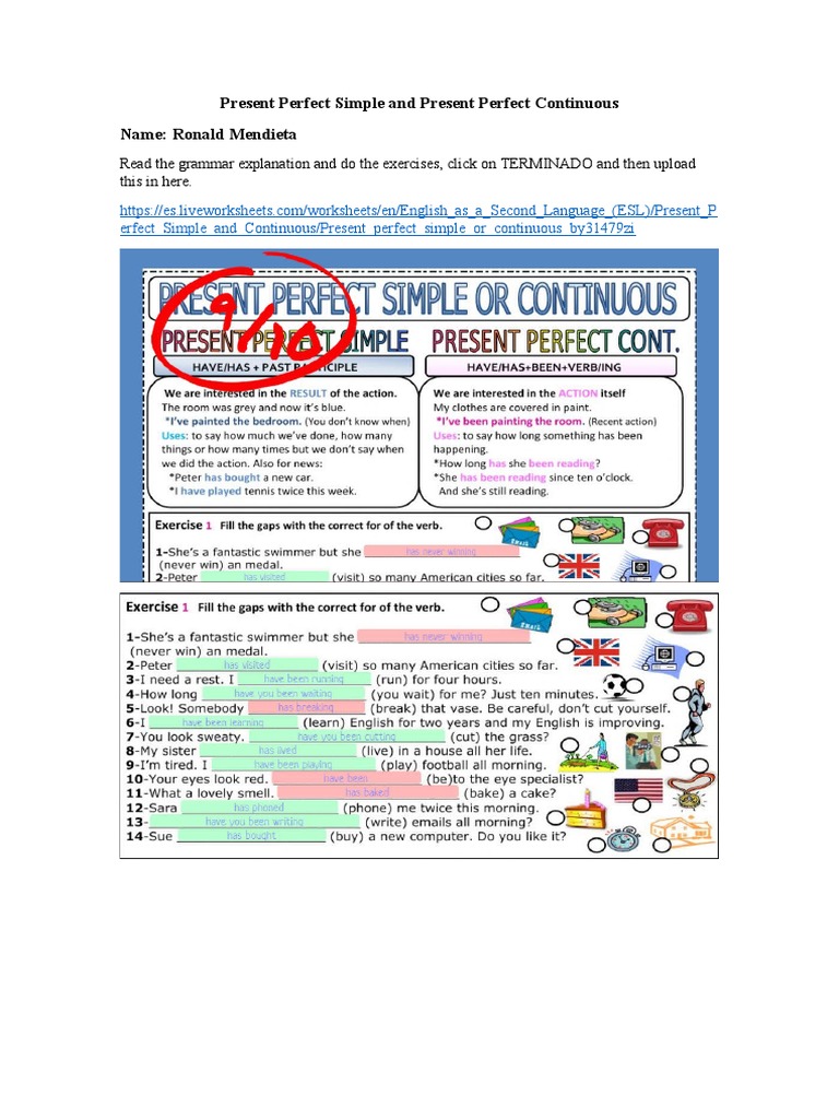 Present Perfect Simple and Present Perfect Continuous | PDF