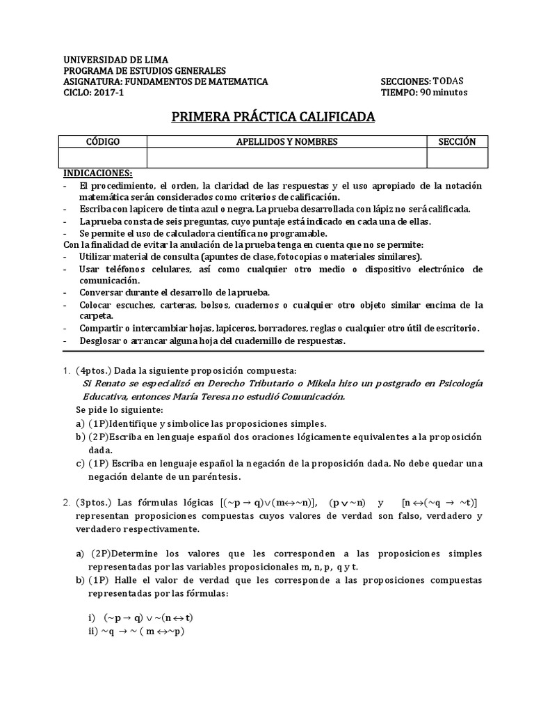 Formulas Logicas | PDF | Proposición | Expresiones lógicas