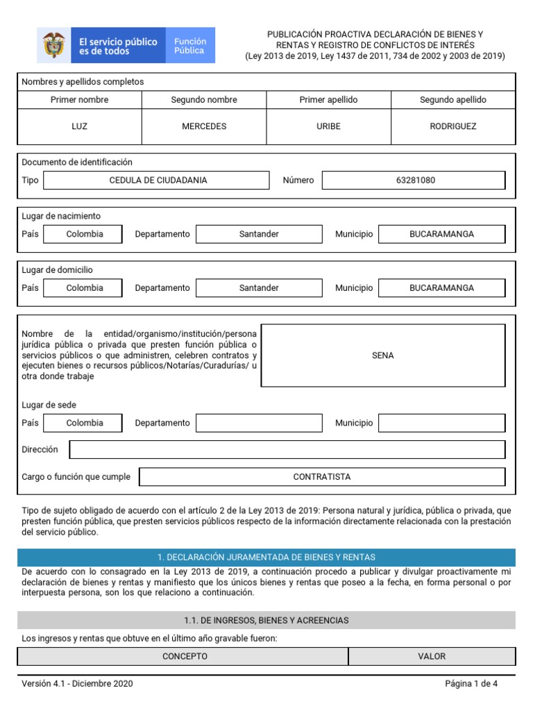 Declaración de Bienes y Rentas y Registro de Conflictos de Interés de ...