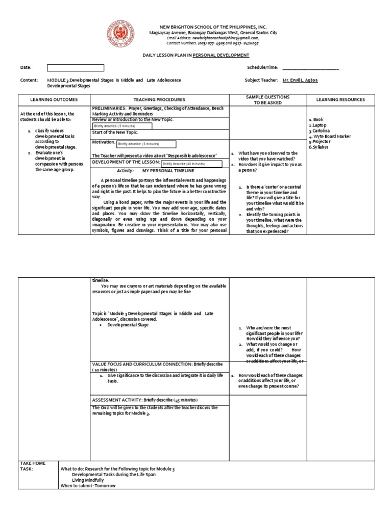 Understanding Adolescent Development Through Personal Timelines | PDF ...