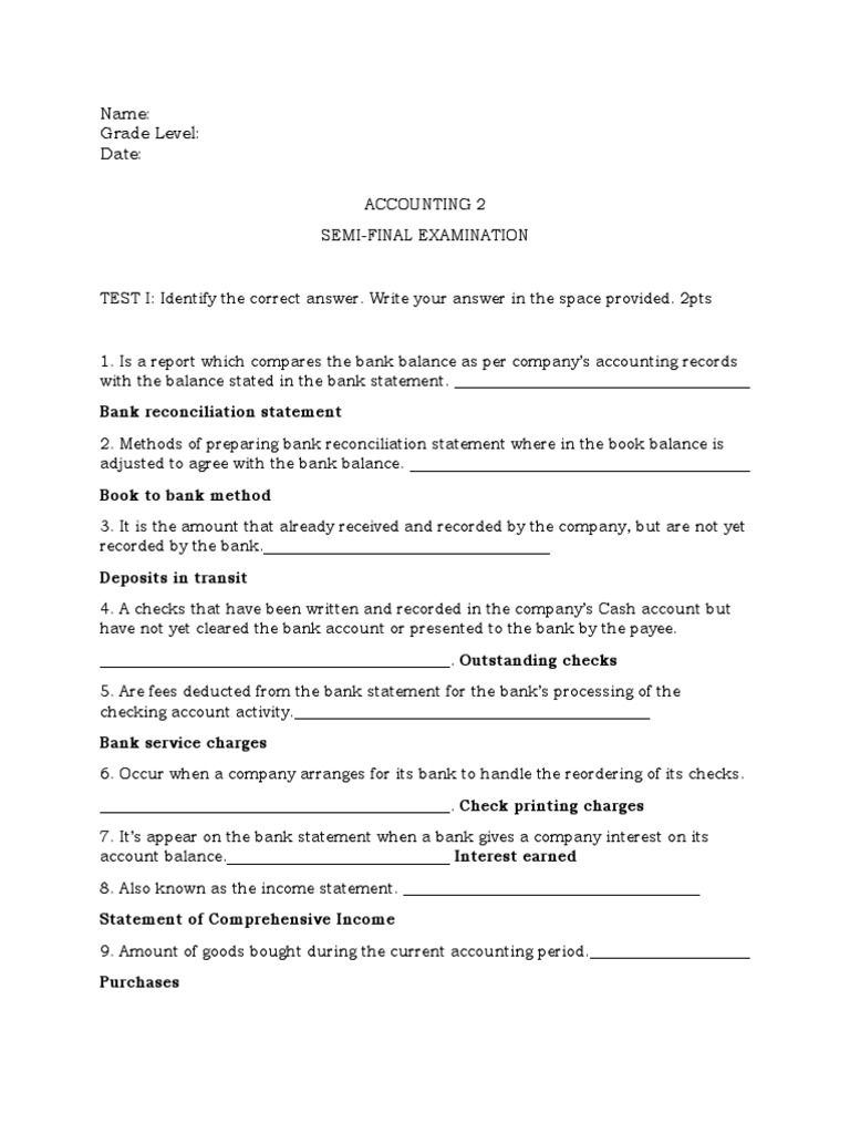 Accounting 2 Semi-Final Exam | PDF | Cash Flow Statement | Banks
